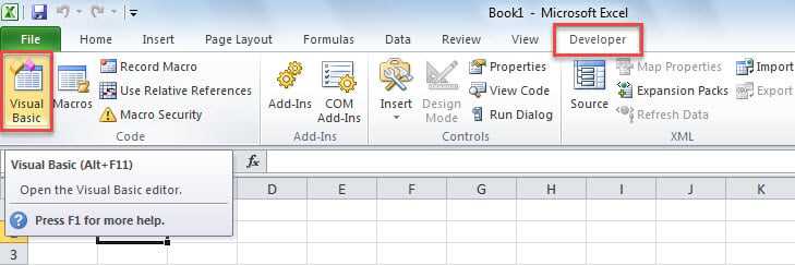 Запуск редактора Visual Basic в Excel шаг за шагом